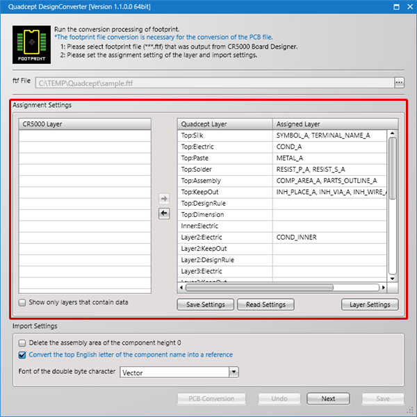 Quadcept DesignConverter - Converting data from CR-5000 Board Designer